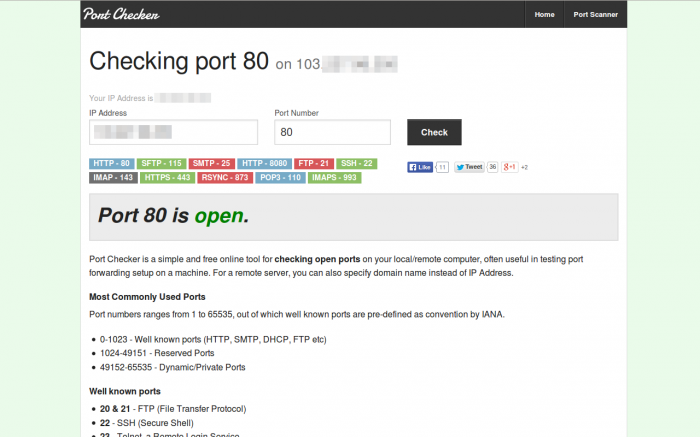 Check for open ports using this free tool : Port Checker – SUDOBITS Blog